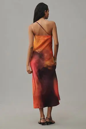 bl nk one shoulder slip dress Bl-nk Satin One-Shoulder Lace Midi Dress