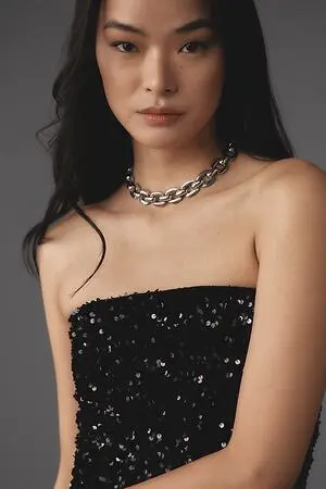 Anthropologie Sequin Tube Top - Black