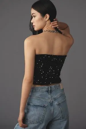 Anthropologie Sequin Tube Top - Black