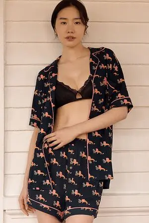 LYREBIRD Modaluxe Pajama Shorts Black Pattern