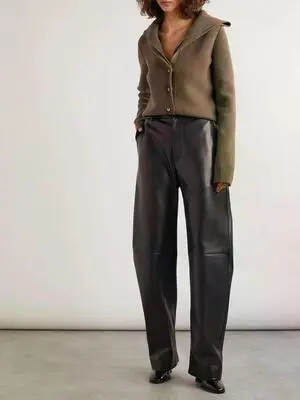 Bottega Veneta Paneled Straight-leg Leather Trousers