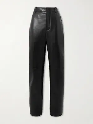 Bottega Veneta Paneled Straight-leg Leather Trousers