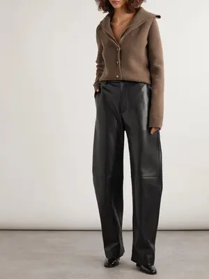Bottega Veneta Paneled Straight-leg Leather Trousers