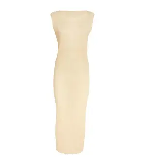 Issey Miyake Pleated Peanuts Midi Dress - Beige