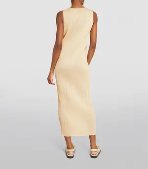 Issey Miyake Pleated Peanuts Midi Dress - Beige