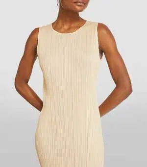 Issey Miyake Pleated Peanuts Midi Dress - Beige