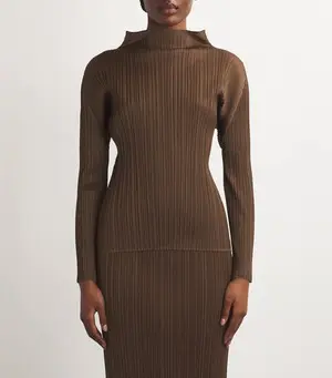 Issey Miyake Long-sleeve Pleated Top - Brown