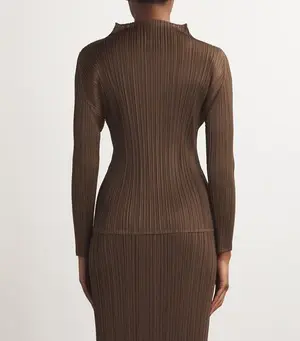Issey Miyake Long-sleeve Pleated Top - Brown