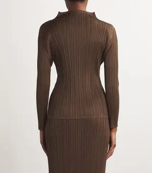 Issey Miyake Long-sleeve Pleated Top - Brown