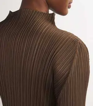 Issey Miyake Long-sleeve Pleated Top - Brown