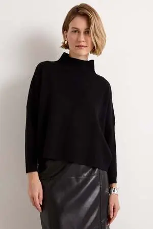 MARIE OLIVER Claudie Popover Mock Neck Sweater - Black