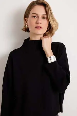 MARIE OLIVER Claudie Popover Mock Neck Sweater - Black
