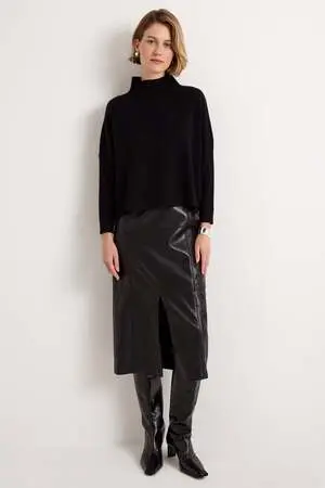 MARIE OLIVER Claudie Popover Mock Neck Sweater - Black