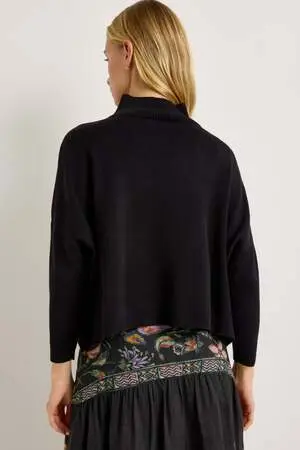 MARIE OLIVER Claudine Popover Mock Neck Sweater - Black