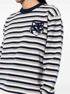 Maison Kitsuné Fox Head Striped Jumper