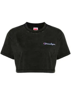GROUND ZERO Logo-patch Cropped T-shirt