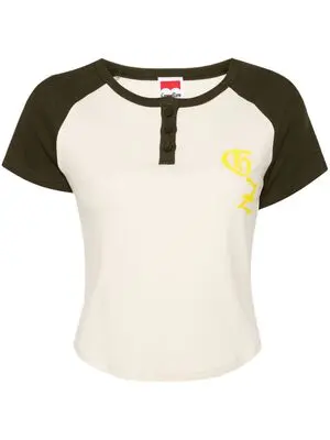 GROUND ZERO Logo-print Ribbed T-shirt - Neutrals