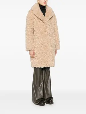 STAND STUDIO Camille Cocoon Faux Shearling Coat - Neutrals