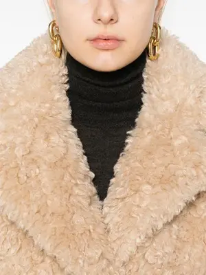 STAND STUDIO Camille Cocoon Faux Shearling Coat - Neutrals