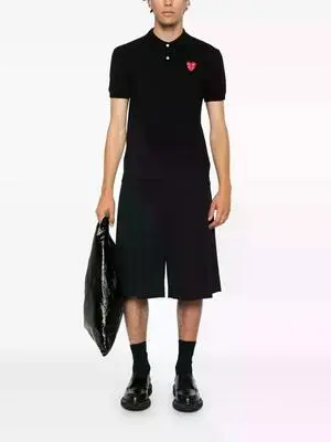 Play Comme Des Garcon Heart-patch Cotton Polo Shirt - Black