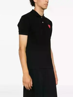 Play Comme Des Garcon Heart-patch Cotton Polo Shirt - Black