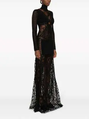 Roberto Cavalli Open Knit Lace Floor-length Dress