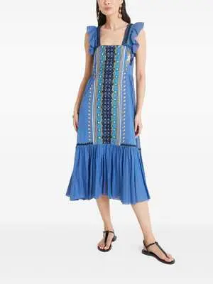 TEMPERLEY LONDON Florentine Embroidered Cotton Dress - Blue