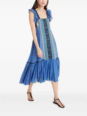 TEMPERLEY LONDON Florentine Embroidered Cotton Dress - Blue