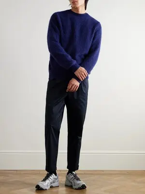 BEAMS Tapered Pleated Cotton-twill Trousers - Blue