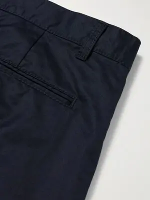 BEAMS Tapered Pleated Cotton-twill Trousers - Blue