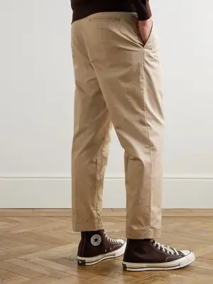 BEAMS Tapered Pleated Cotton-twill Trousers - Neutrals