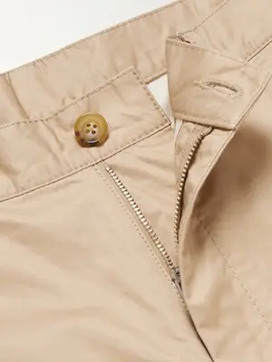 BEAMS Tapered Pleated Cotton-twill Trousers - Neutrals