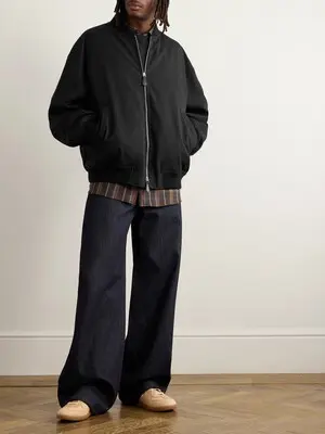 JIL SANDER Padded Gabardine Bomber Jacket - Black