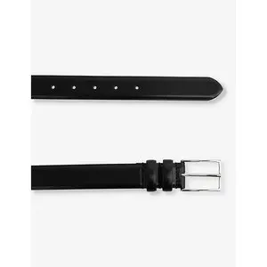 REISS Dante Adjustable Leather Belt - Black