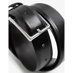 REISS Dante Adjustable Leather Belt - Black