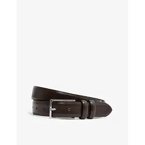 REISS Dante Adjustable Leather Belt - Chocolate