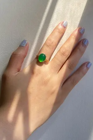 SEREE Dew Green Quartzite Stone Ring