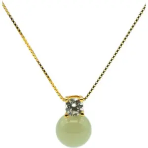 SEREE Esther Jade And Zircon Necklace - Light Green