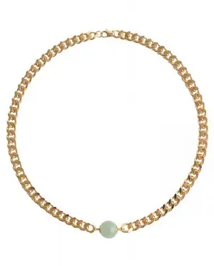 SEREE Charlotte Green Jade Pendant Chain Necklace - Gold