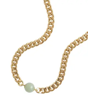SEREE Charlotte Green Jade-tone Chain Necklace - Gold