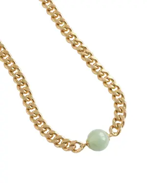 SEREE Charlotte Green Jade-tone Chain Necklace - Gold