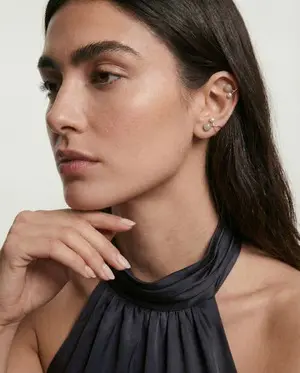 SEREE Colette Jade And Pearl Ear Cuff - Light Green