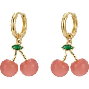 SEREE Harvest Agate Charm Hoop Earrings - Pink