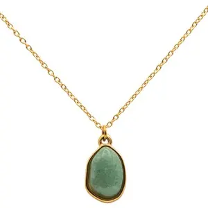 SEREE Puzzle Pebble Jade Stone Pendant Necklace - Light Green