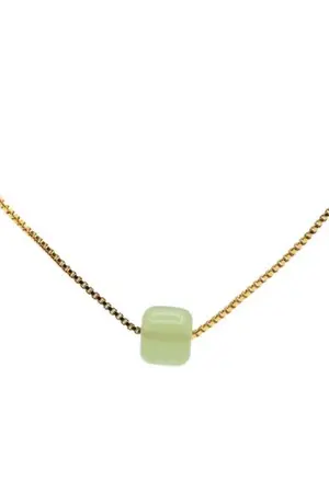 SEREE Beetle Green Bead Jade Necklace - Light Green