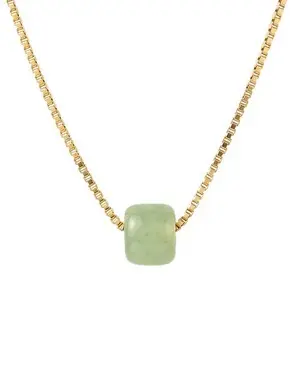 SEREE Beetle Green Bead Jade Necklace - Light Green