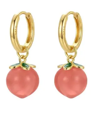 SEREE Harvest Agate Charm Hoop Earrings - Pink