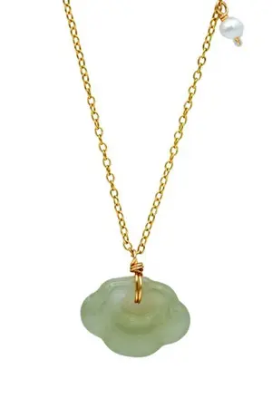 SEREE Cloud Jade Pendant Necklace - Light Green