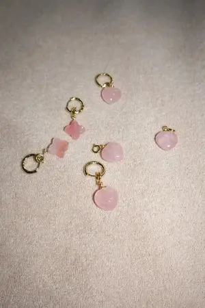 SEREE Heart Quartz Charm Hoop Earrings