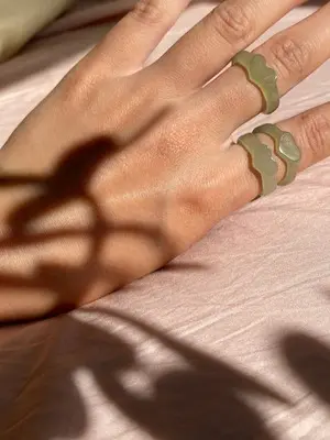 SEREE Heart Jade Ring - Light Green